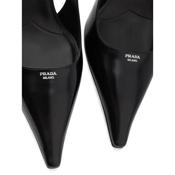 Prada Brushed Leather Slingback Pumps - Black