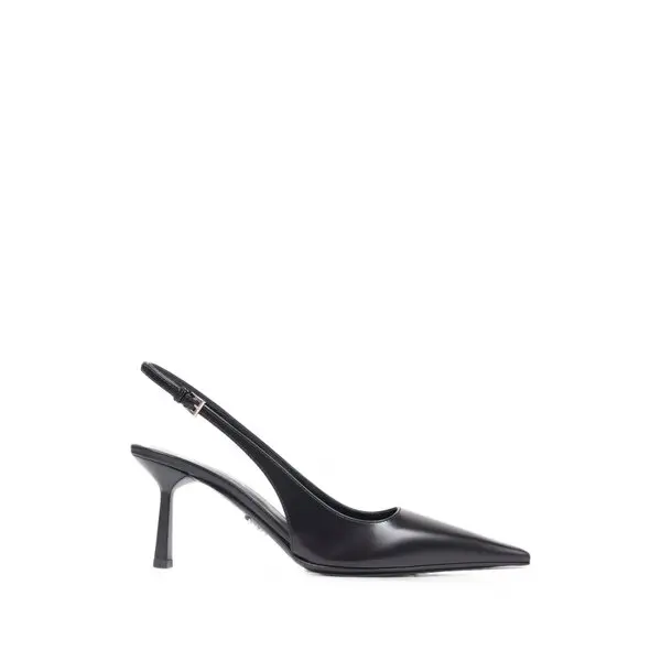 Prada Brushed Leather Slingback Pumps - Black