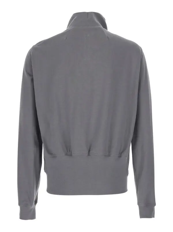 Rick Owens Bauhaus Jogger' Grey Sweatshirt With High Collar And Asymmetrical Zip Closure In Cotton For