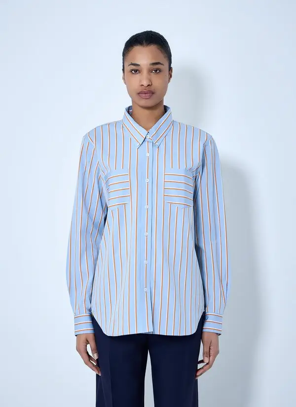 Dries Van Noten Striped Cotton Poplin Shirt - Blue