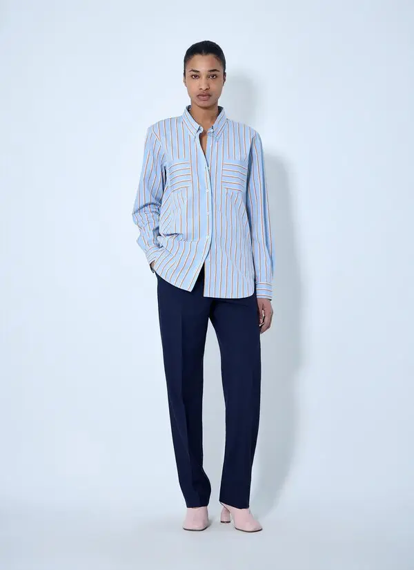 Dries Van Noten Striped Cotton Poplin Shirt - Blue