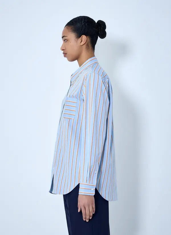 Dries Van Noten Striped Cotton Poplin Shirt - Blue