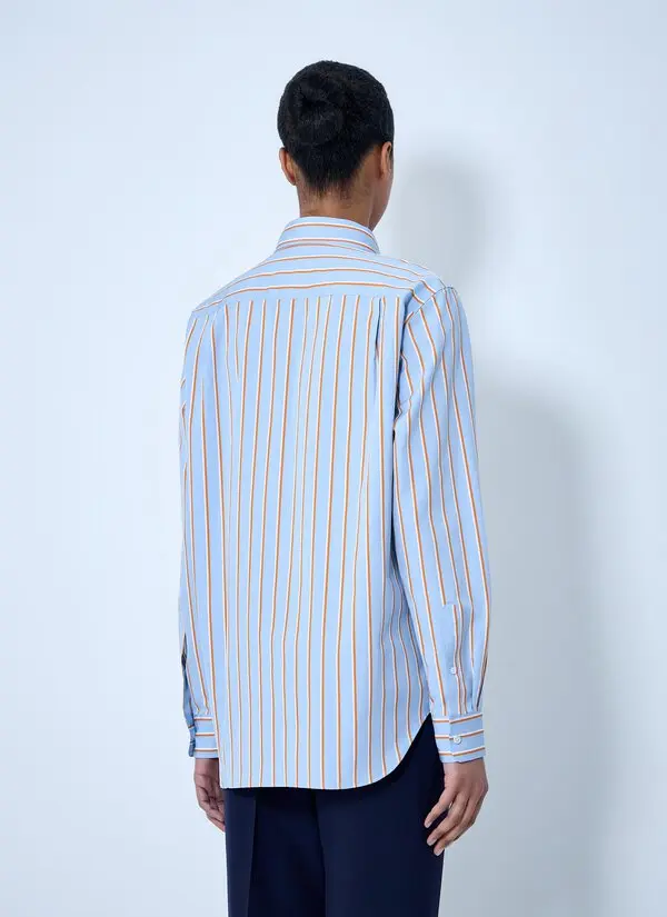 Dries Van Noten Striped Cotton Poplin Shirt - Blue