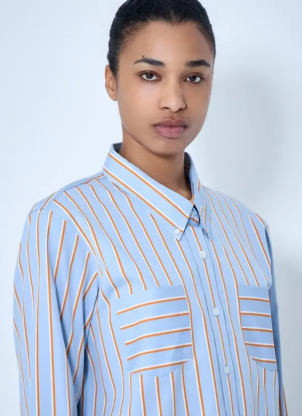 Dries Van Noten Striped Cotton Poplin Shirt - Blue