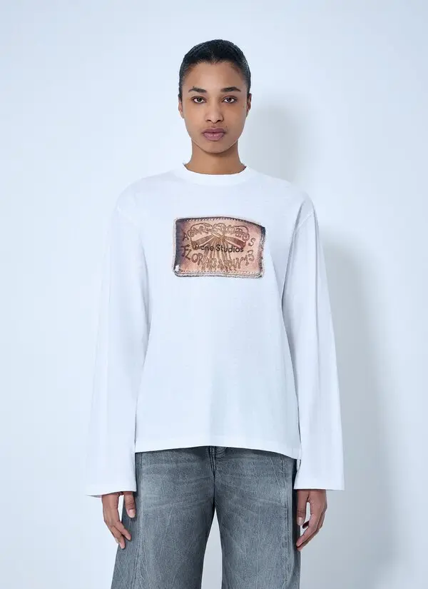 Acne Studios Graphic Print Long Sleeve T-shirt - White