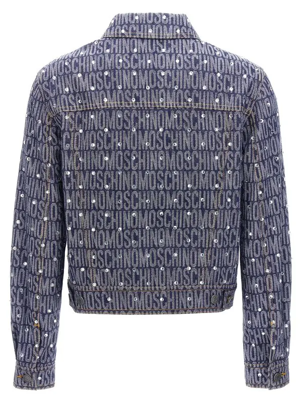 Moschino Embellished Logo Denim Jacket - Blue