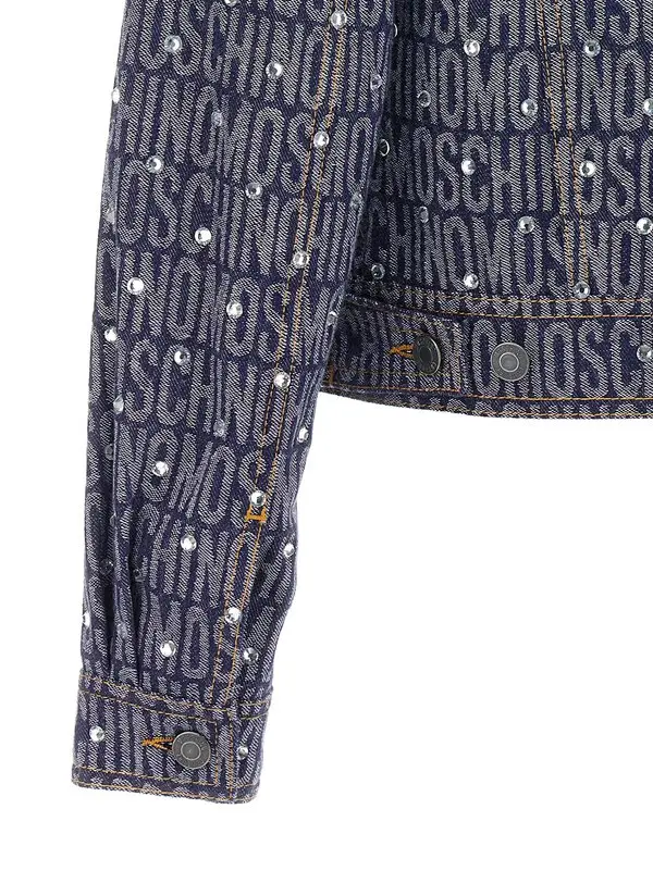 Moschino Embellished Logo Denim Jacket - Blue