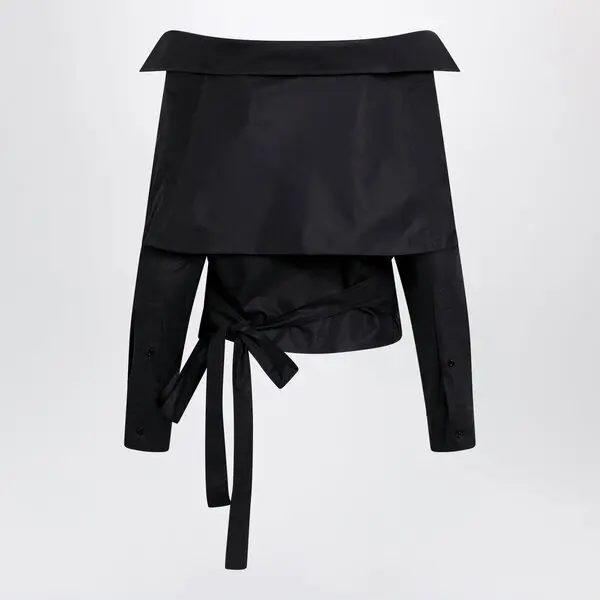 Balenciaga Off-shoulder Wrap Shirt - Black