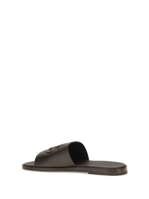 Dolce & Gabbana Embossed Logo Sandals - Brown