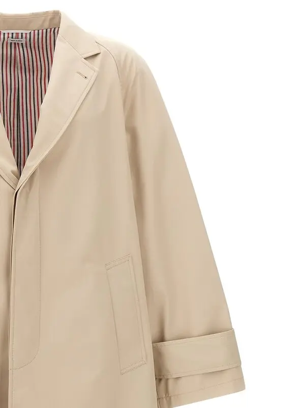 Thom Browne Water Repellent Cotton Trench Coat - Cream