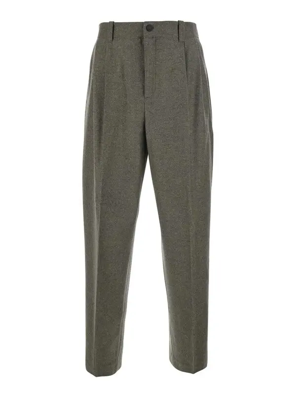 GOLDEN GOOSE Pants Flamnella Di Lana With 100% Virgin Wool Green - Multicolor