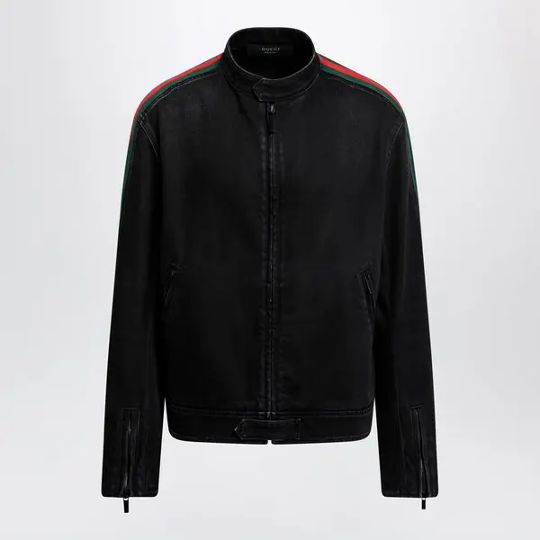 Gucci Cotton Denim Biker Jacket With Web Trim