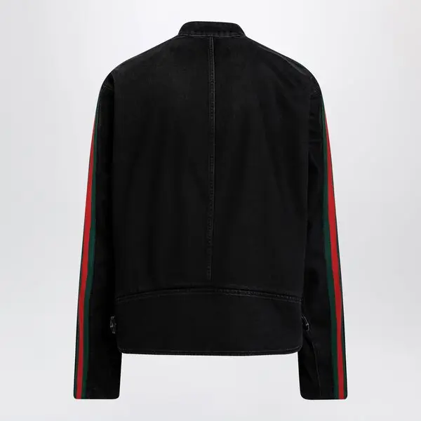 Gucci Cotton Denim Biker Jacket With Web Trim