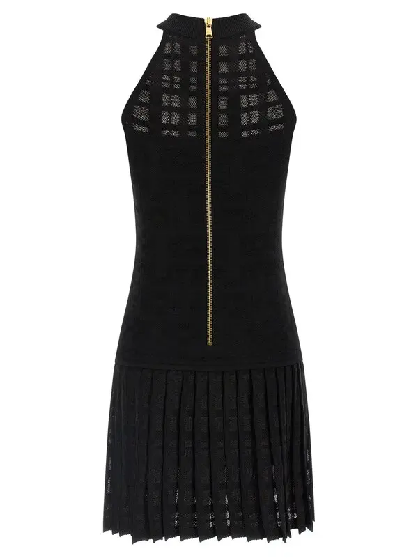 Balmain Tartan Knit Mini Dress - Black
