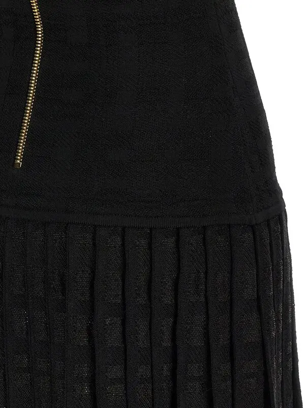 Balmain Tartan Knit Mini Dress - Black