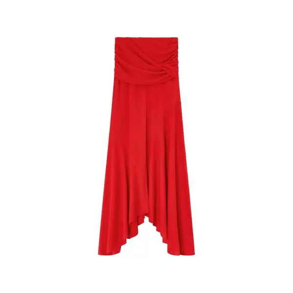 GANNI Asymmetric Draped Skirt - Red