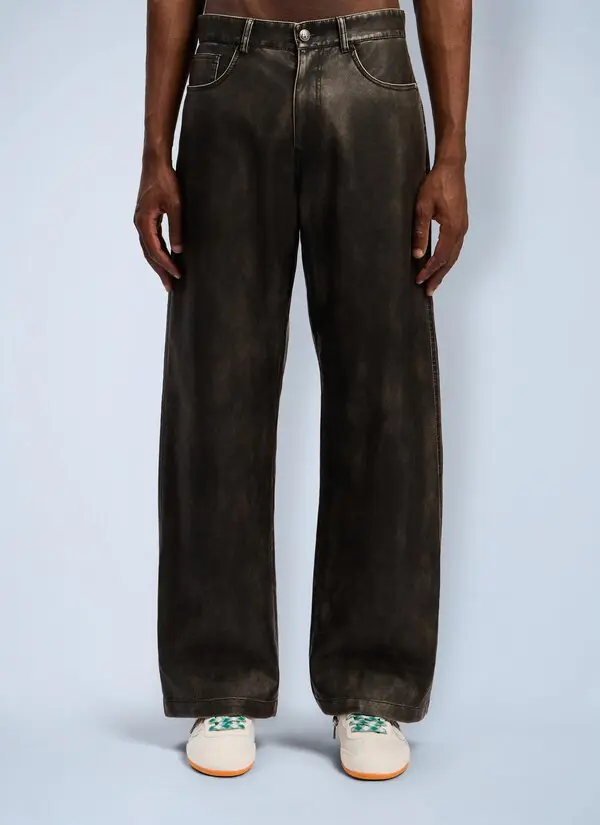 Palm Angels Curved Logo Coated Pants - Gray