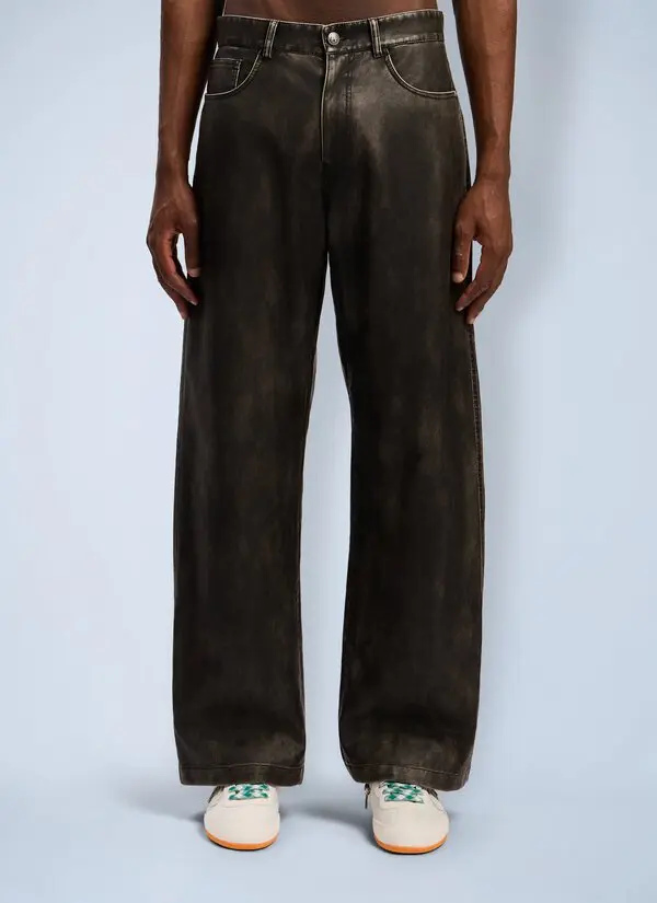 Palm Angels Curved Logo Coated Pants - Gray