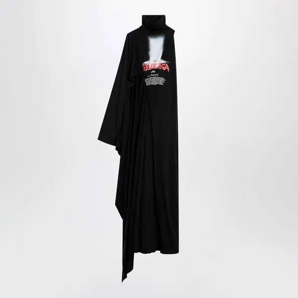 Balenciaga The Door Draped Maxi Cotton Jersey Dress - Black