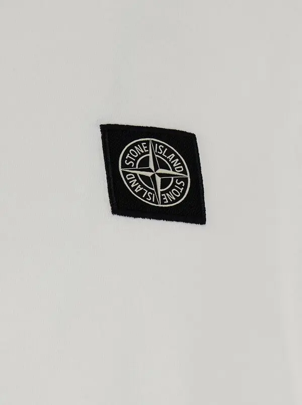 Stone Island Crew Neck Long Sleeve Cotton T-shirt For - White