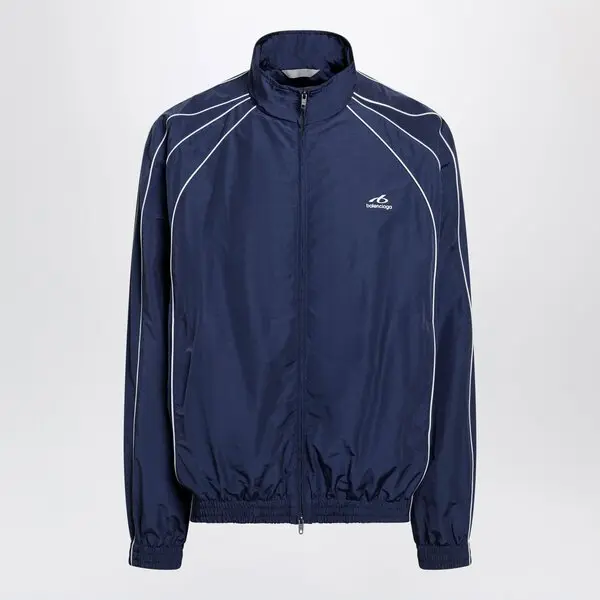 Balenciaga Bodies Track Jacket In Dark Navy Poplin - Blue
