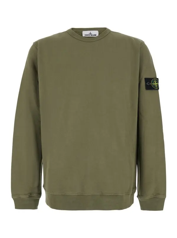 Stone Island Hooded Sweatshirt With Pockets In Organic Cotton - Green