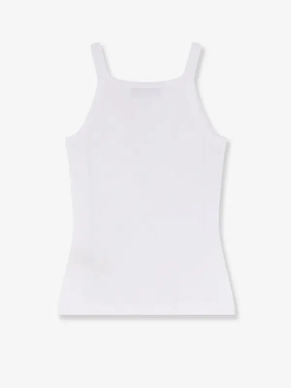 Fendi Ribbed Cotton Tank Top - White