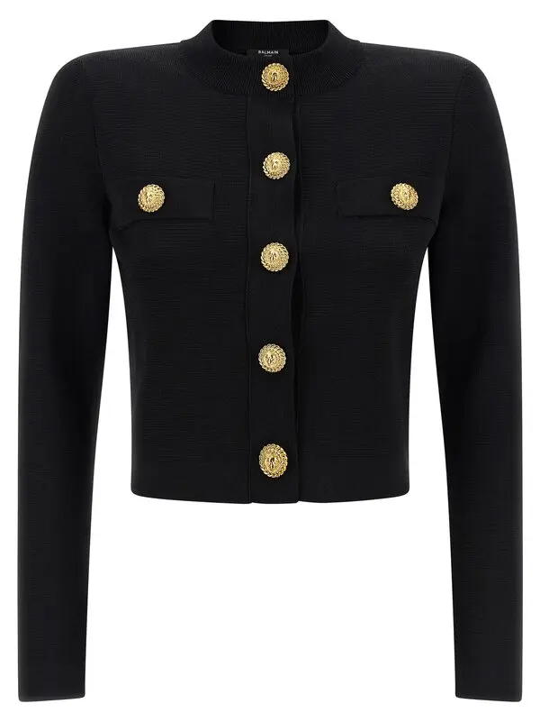 Balmain Cropped Cardigan - Black