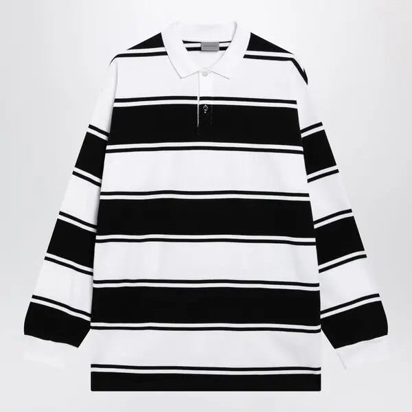 Balenciaga Black/white Striped Cotton Polo Shirt - Multicolor