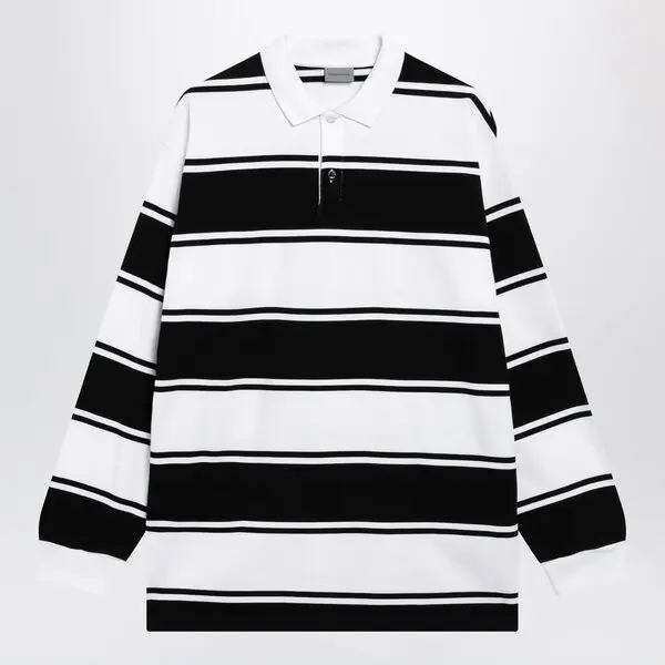 Balenciaga Black/white Striped Cotton Polo Shirt - Multicolor