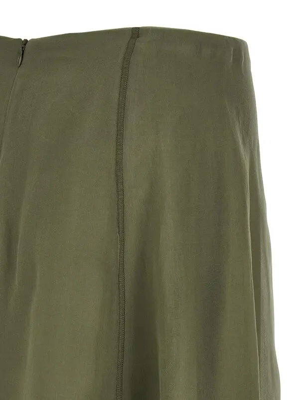 Brunello Cucinelli Crispy Silk Midi Skirt - Green
