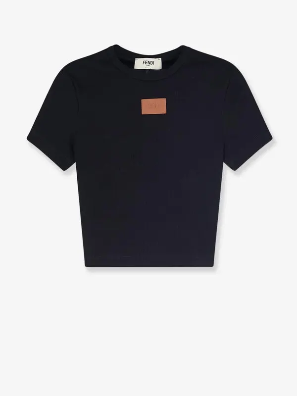 Fendi Cropped Stretch Cotton T-shirt - Black