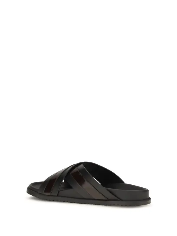 Dolce & Gabbana Smooth Calf Leather Slide Sandals