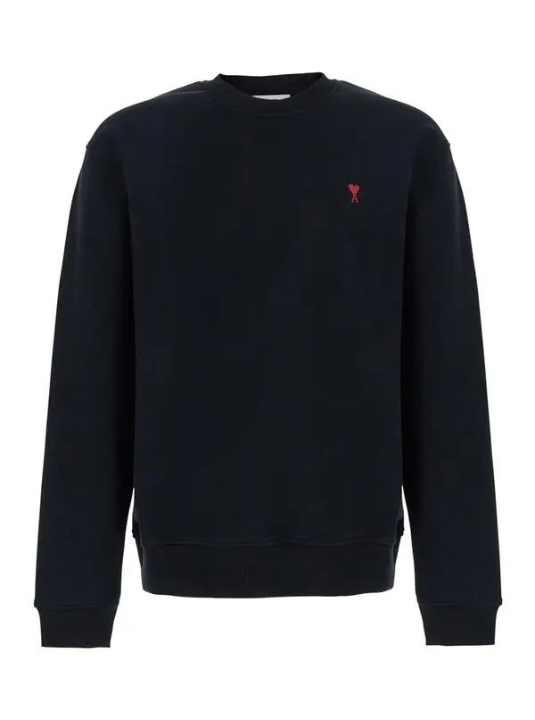 AMI Paris Sweatshirt With De Coeur Logo And Long Sleeves In Cotton - Black