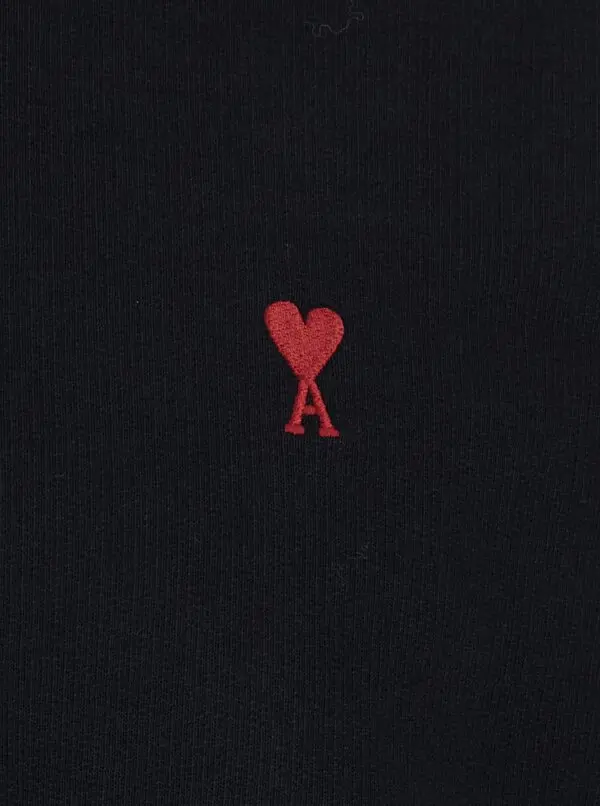 AMI Paris Sweatshirt With De Coeur Logo And Long Sleeves In Cotton - Black