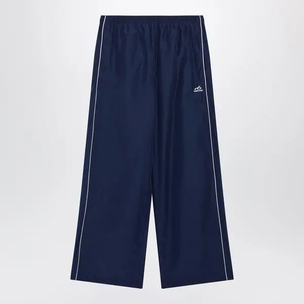Balenciaga Bodies Track Pants In Dark Navy Poplin - Blue