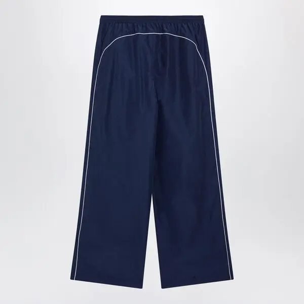 Balenciaga Bodies Track Pants In Dark Navy Poplin - Blue