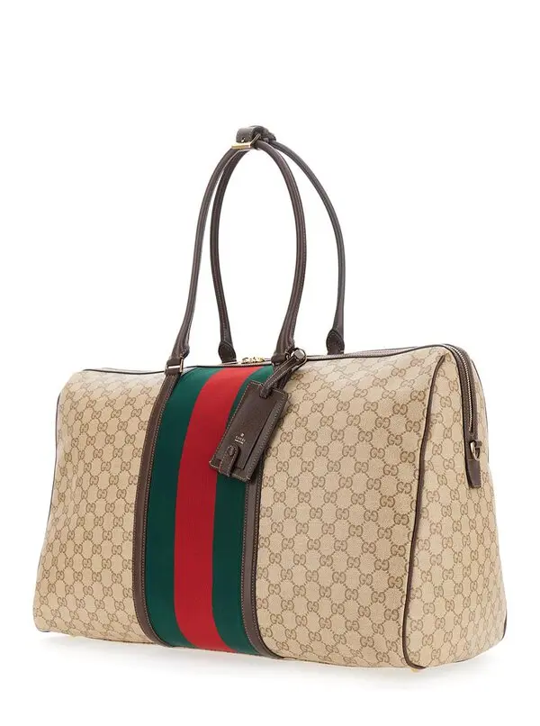 Gucci Gg Canvas Travel Bag With Web Detail - Multicolor