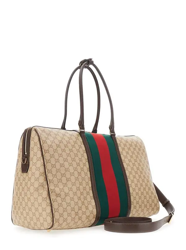 Gucci Gg Canvas Travel Bag With Web Detail - Multicolor