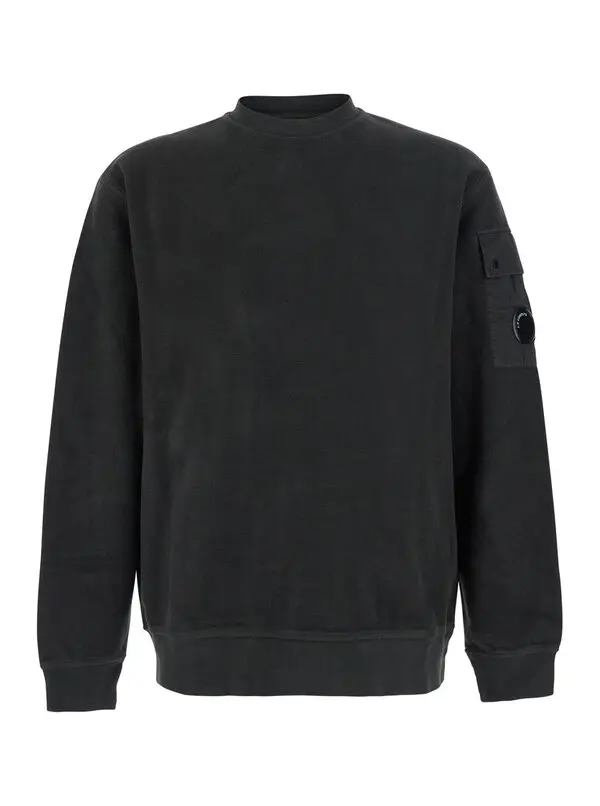 C.P. COMPANY Sweatshirt With Round Neck And Long Sleeves In Fleece - Gray