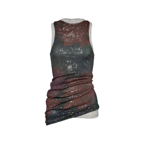 MAISON MARGIELA Metallic Asymmetrical Tank Top - Green