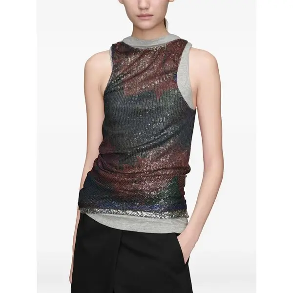 MAISON MARGIELA Metallic Asymmetrical Tank Top - Green