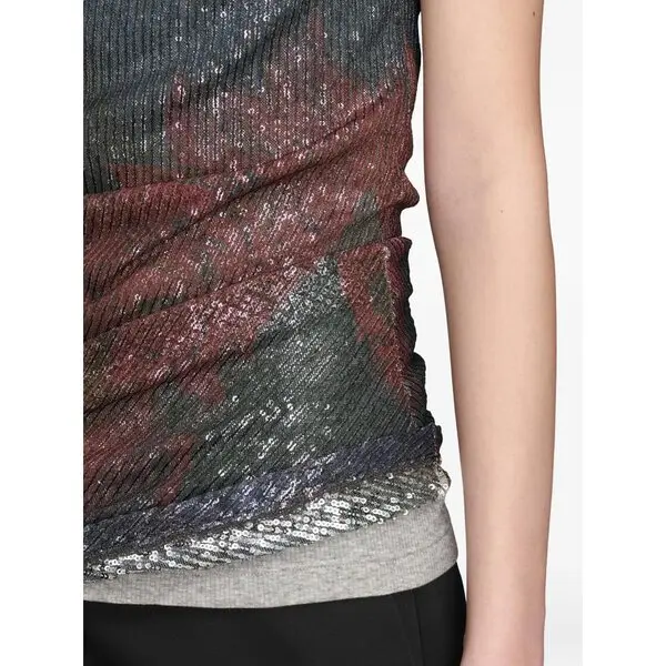 MAISON MARGIELA Metallic Asymmetrical Tank Top - Green