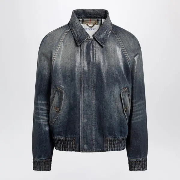 Burberry Coated Denim Aviator Jacket In Mid