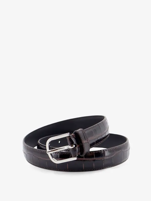 TOTEME Slim Croco-embossed Leather Belt