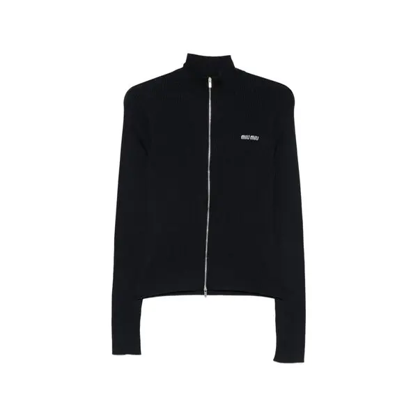 Miu Miu Ribbed Knit Cardigan - Blue