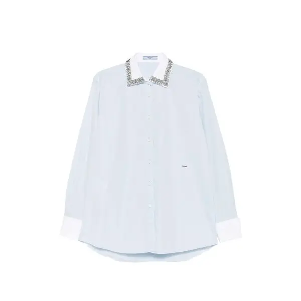 Prada Embellished Cotton Shirt - Blue