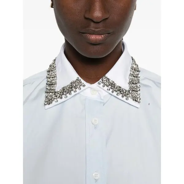 Prada Embellished Cotton Shirt - Blue