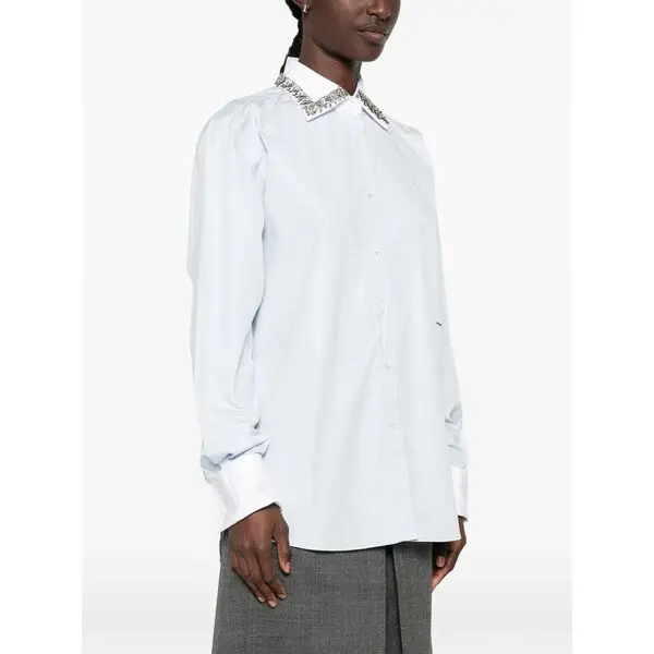 Prada Embellished Cotton Shirt - Blue