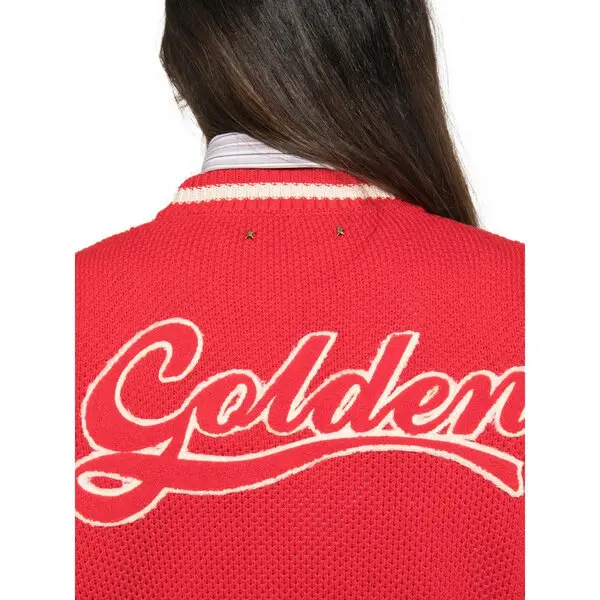 GOLDEN GOOSE Cotton Waffle Knit Jumper - Red